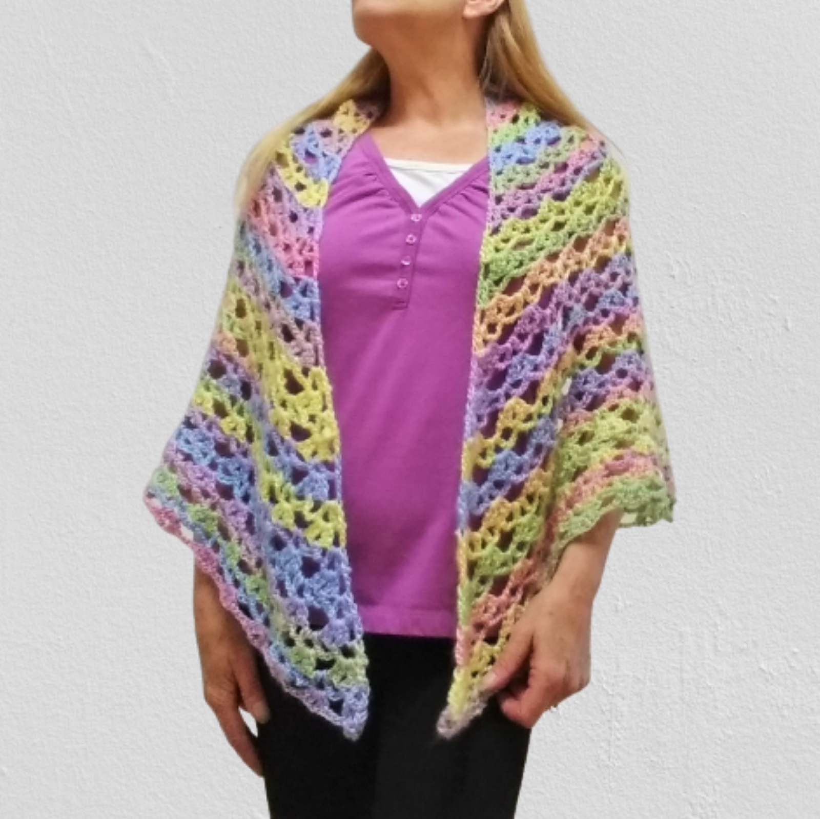 Pastel Variegated Triangle Crochet Shawl | Free Spirits Designs